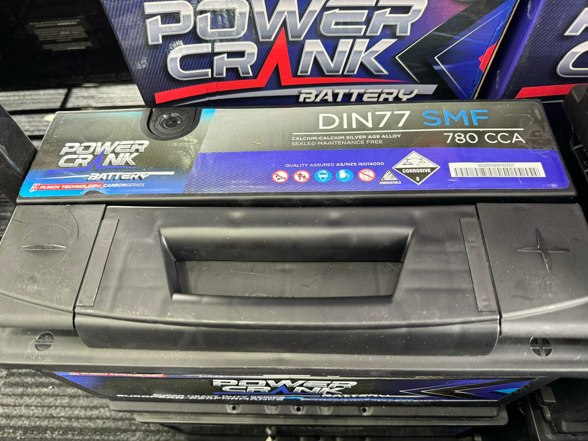 POWER CRANK DIN77 SMF MAINTENENCE FREE 780 CCA 2 YEAR WARRANTY BATTERY ...