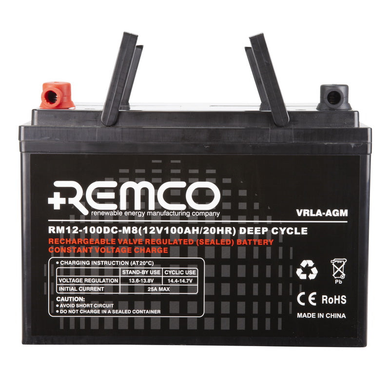 Remco Batteries Deep Cycle AGM RM12-100DC-M8 12V 100 AH - 24 Months Wa ...