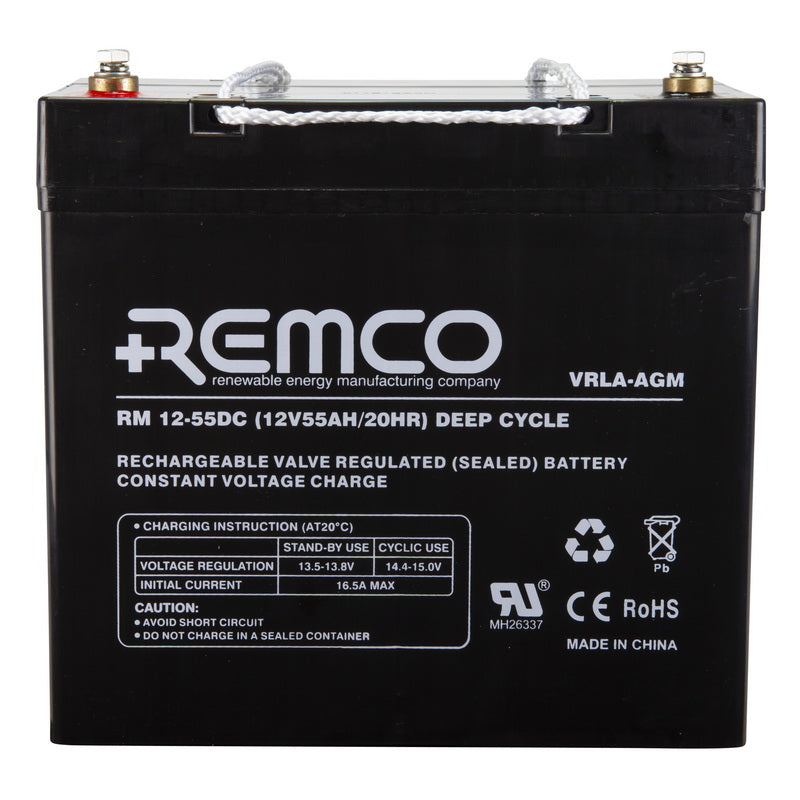 Remco RM12-55DC 12V 59Ah AGM Deep Cycle Battery - 24 Months Warranty ...