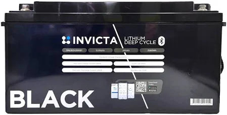 Invicta Black SNLB12V200BT Lithium Deep Cycle Bluetooth 12V 200Ah Lith ...
