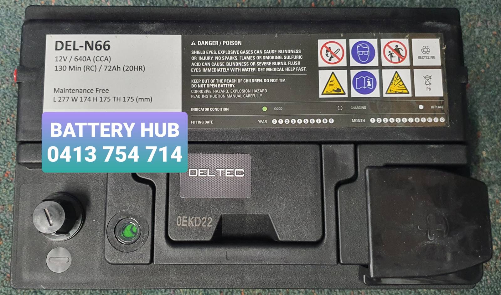 DELTEC N66 640 CCA MAINTENANCE FREE 72AH 24 MONTH WARRANTY BATTERY ...
