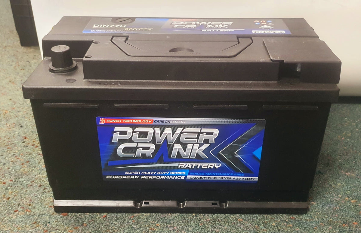 POWER CRANK DIN 77H CARBON SERIES 12V 800 CCA 2 YEARS WARRANTY BATTERY ...