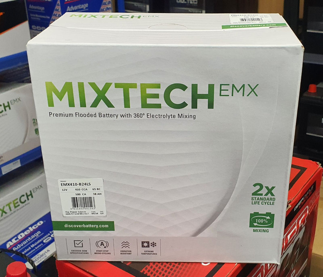 MIXTECH EMX410-B24LS 410CCA 12V MAINTENANCE FREE MODERN TECHNOLOGY BAT ...
